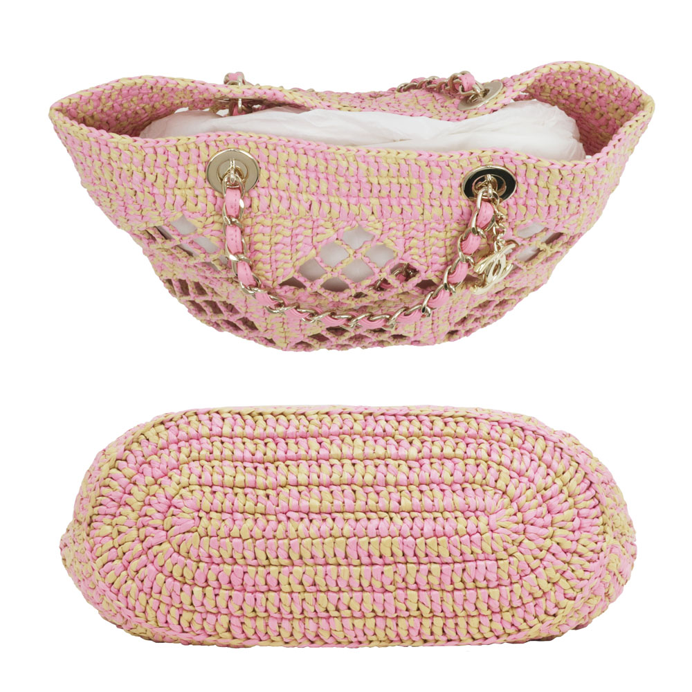 名東】【CHANEL】シャネル スモールショッピングバッグ ラフィア 名東】【CHANEL】シャネル スモールショッピングバッグ ラフィア